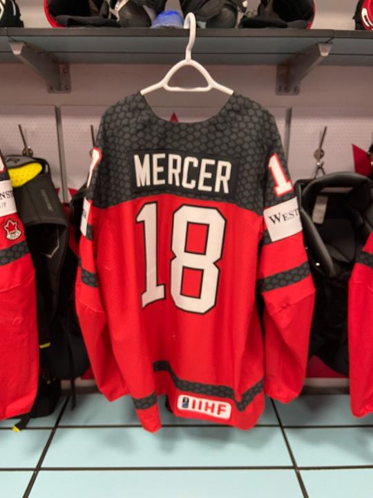 **DAWSON MERCER GAME-WORN TEAM CANADA JERSEY** | Powered by Givergy